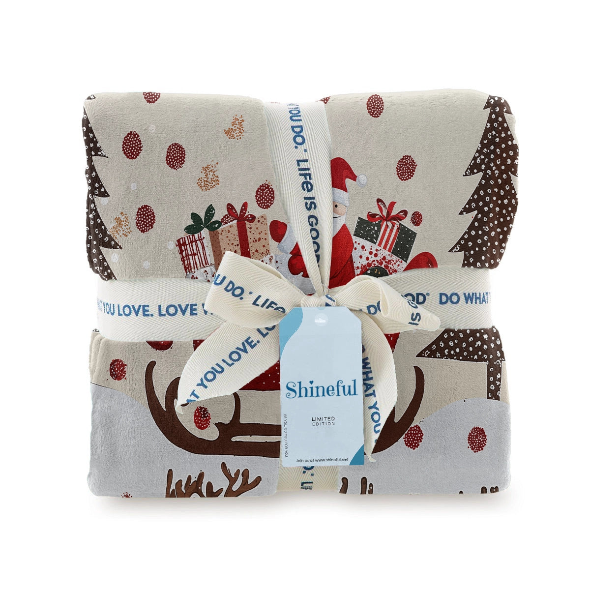 Shineful Fleece Blanket Cozy Santa Claus With Reindeer Pulling His Sle ...