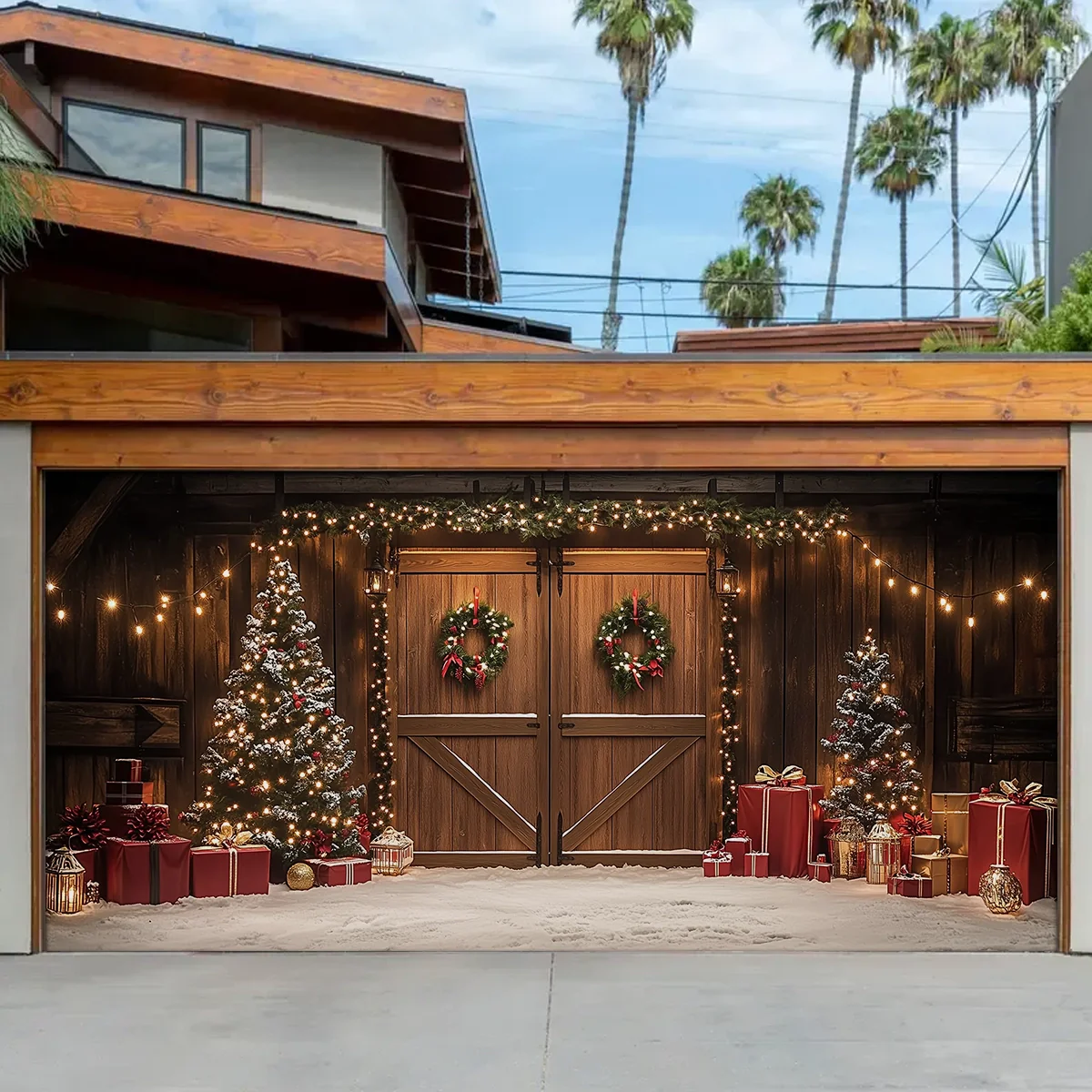 Shineful Garage Door Banner Decoration Christmas Themed Barn Door ...