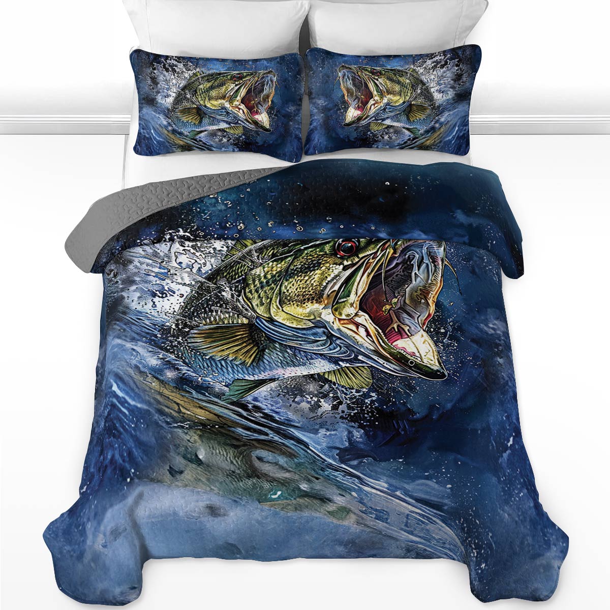 Shineful All Season Quilt 3-Piece Set Stunning Largemouth Bass ...